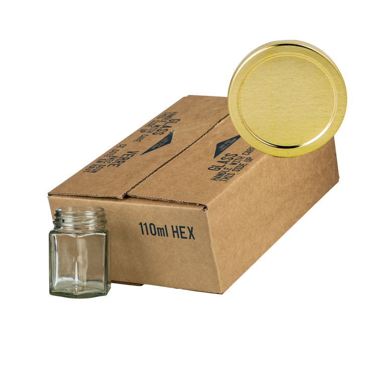 110ml Hex Jars with Gold Lids Bundle – Bee Maid Bee Supplies
